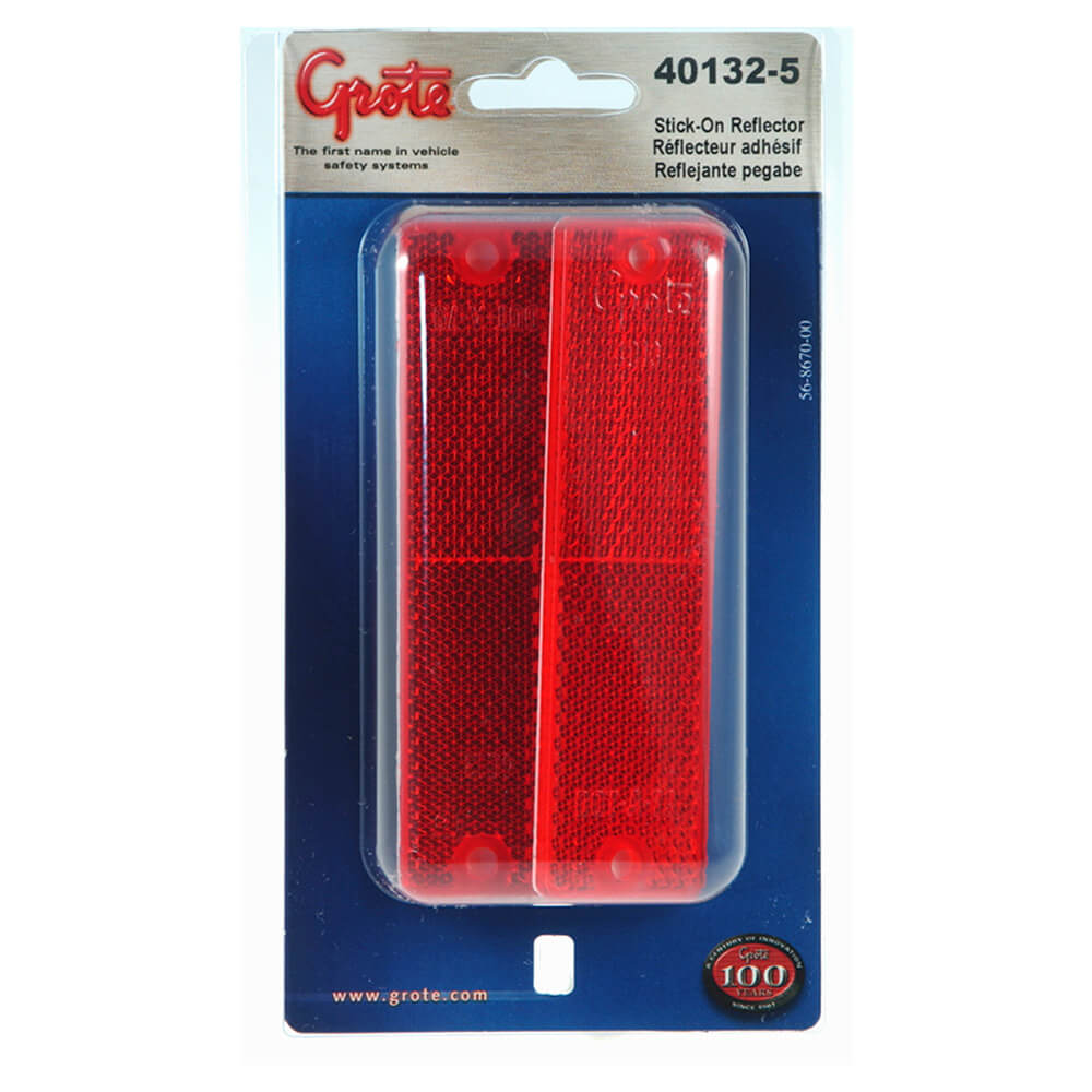 40132 - Mini Stick-On Screw-Mount Rectangular Reflectors, Red